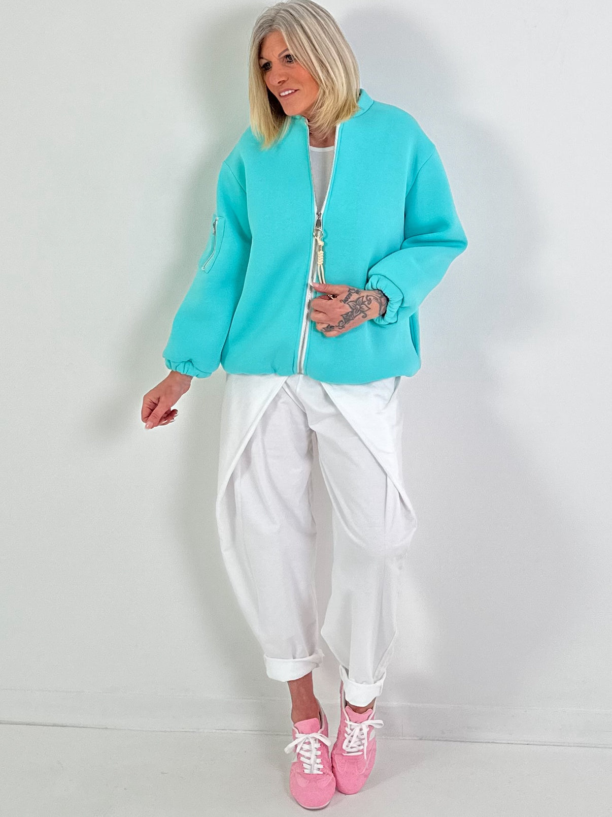 Balloon-shaped jacket - turquoise – Stil-Echt-Online GmbH